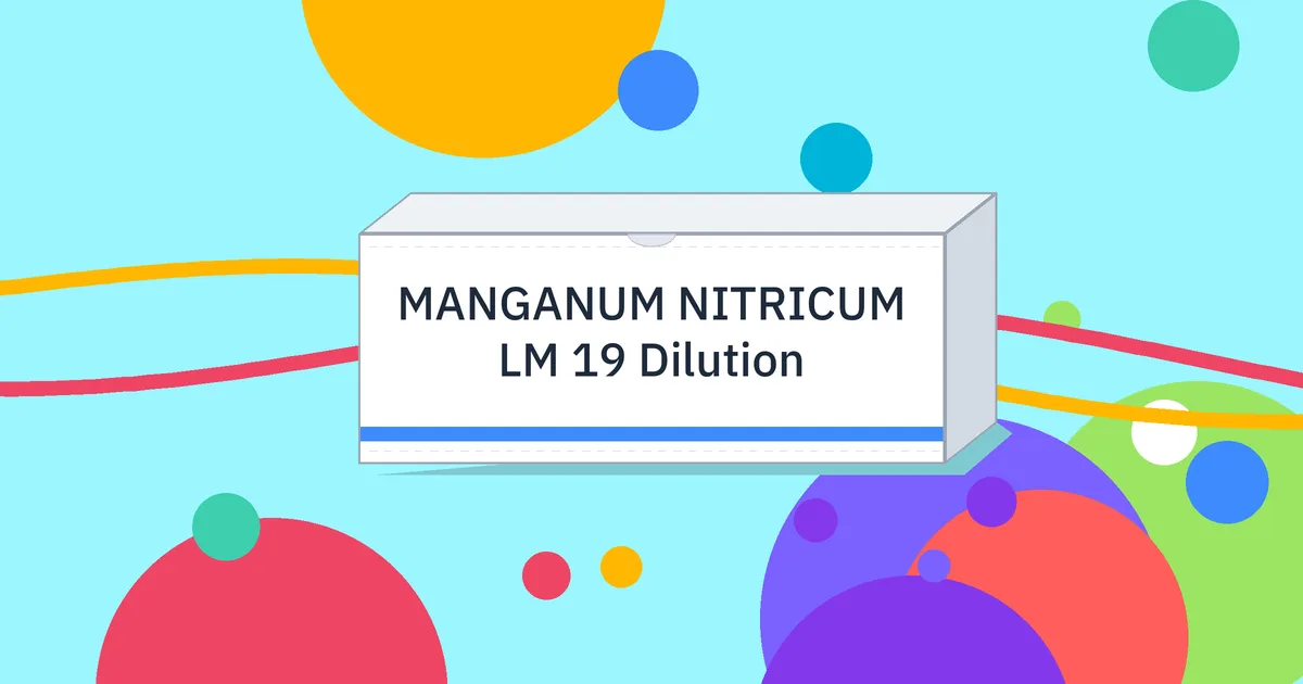Symbolbild: Packung mit der Aufschrift MANGANUM NITRICUM LM 19 Dilution (PZN 12944249) – Verfügbarkeit und Bezug in Apotheken in Frankfurt am Main