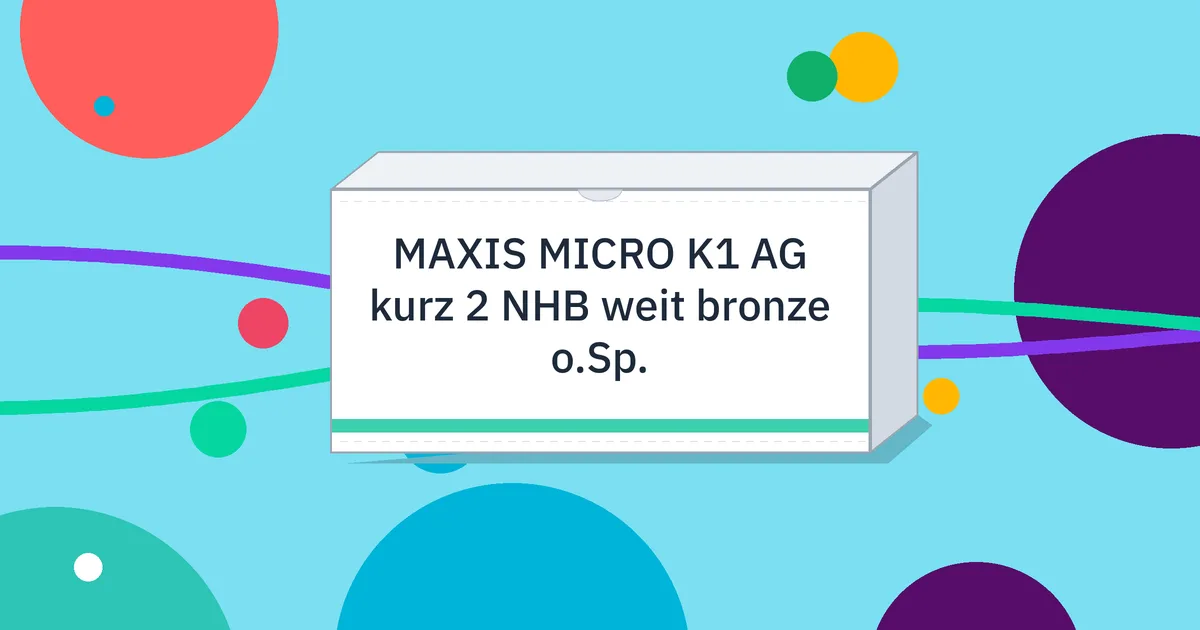 Symbolbild: Packung mit der Aufschrift MAXIS MICRO K1 AG kurz 2 NHB weit bronze o.Sp. (PZN 17672206) – Verfügbarkeit und Bezug in Apotheken in Frankfurt am Main