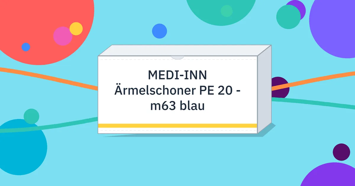 Symbolbild: Packung mit der Aufschrift MEDI-INN Ärmelschoner PE 20 -m63 blau (PZN 07109651) – Verfügbarkeit und Bezug in Apotheken in Frankfurt am Main