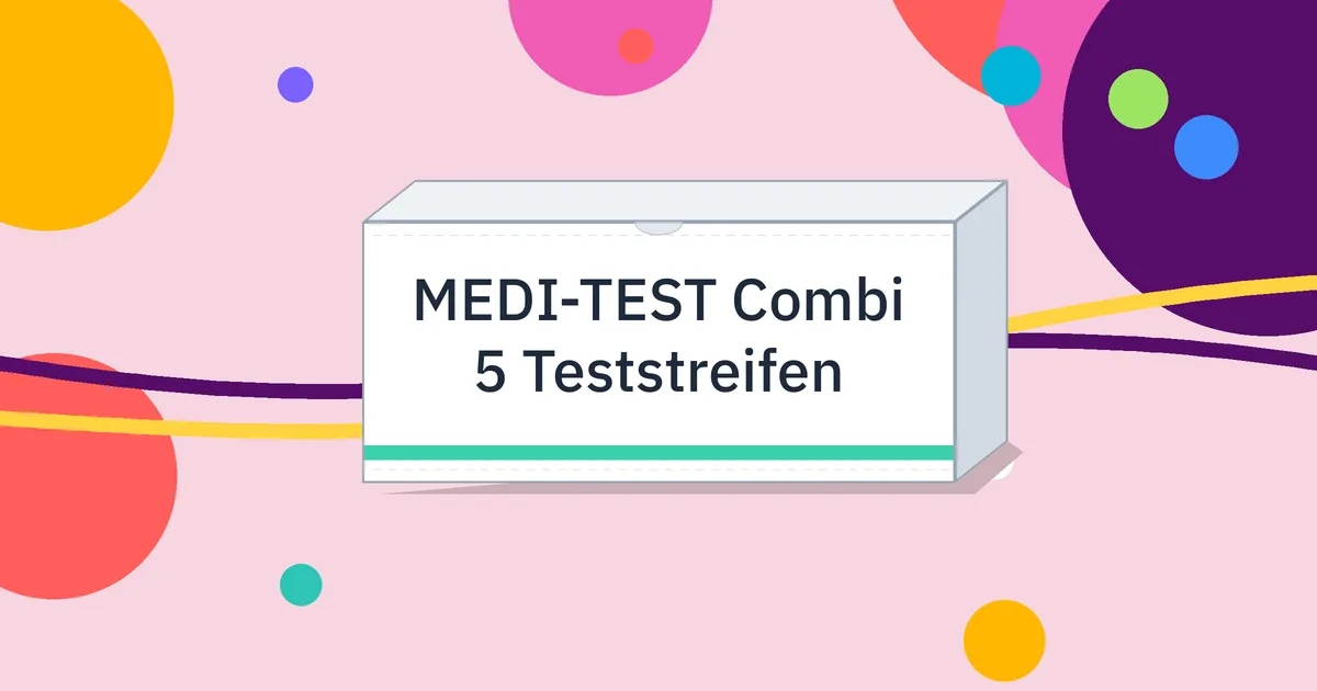 Symbolbild: Packung mit der Aufschrift MEDI-TEST Combi 5 Teststreifen (PZN 00516502) – Verfügbarkeit und Bezug in Apotheken in Frankfurt am Main