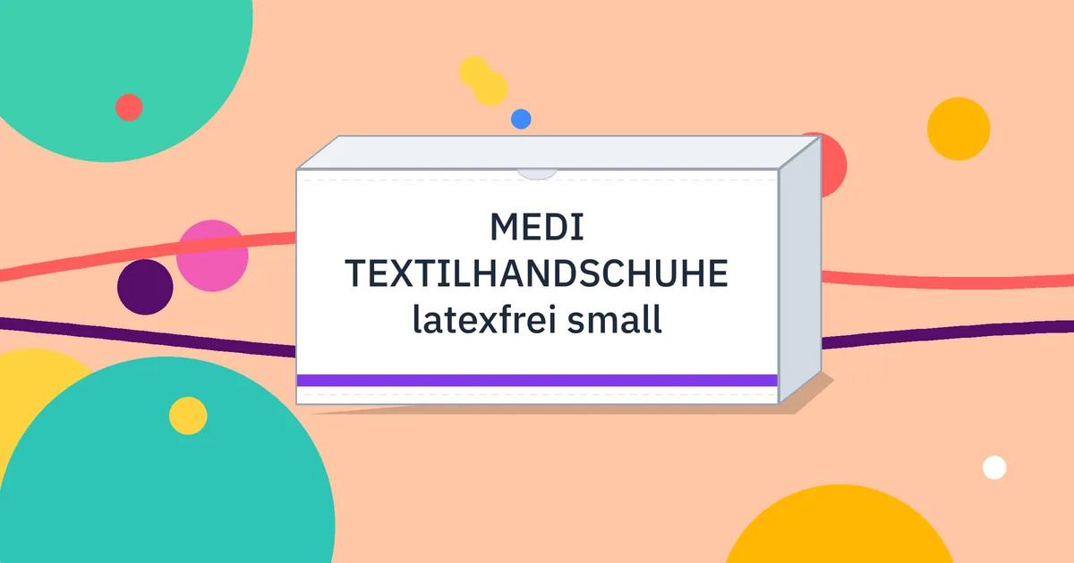Symbolbild: Packung mit der Aufschrift MEDI TEXTILHANDSCHUHE latexfrei small (PZN 13581783) – Verfügbarkeit und Bezug in Apotheken in Frankfurt am Main