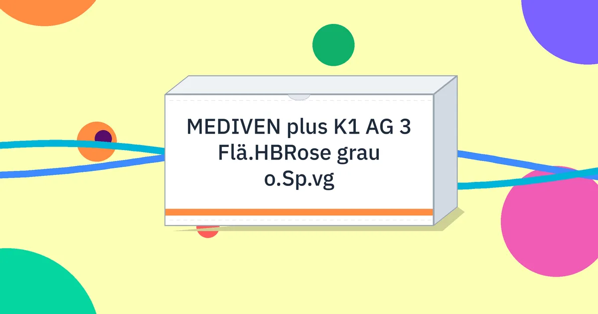 Symbolbild: Packung mit der Aufschrift MEDIVEN plus K1 AG 3 Flä.HBRose grau o.Sp.vg (PZN 18939700) – Verfügbarkeit und Bezug in Apotheken in Frankfurt am Main