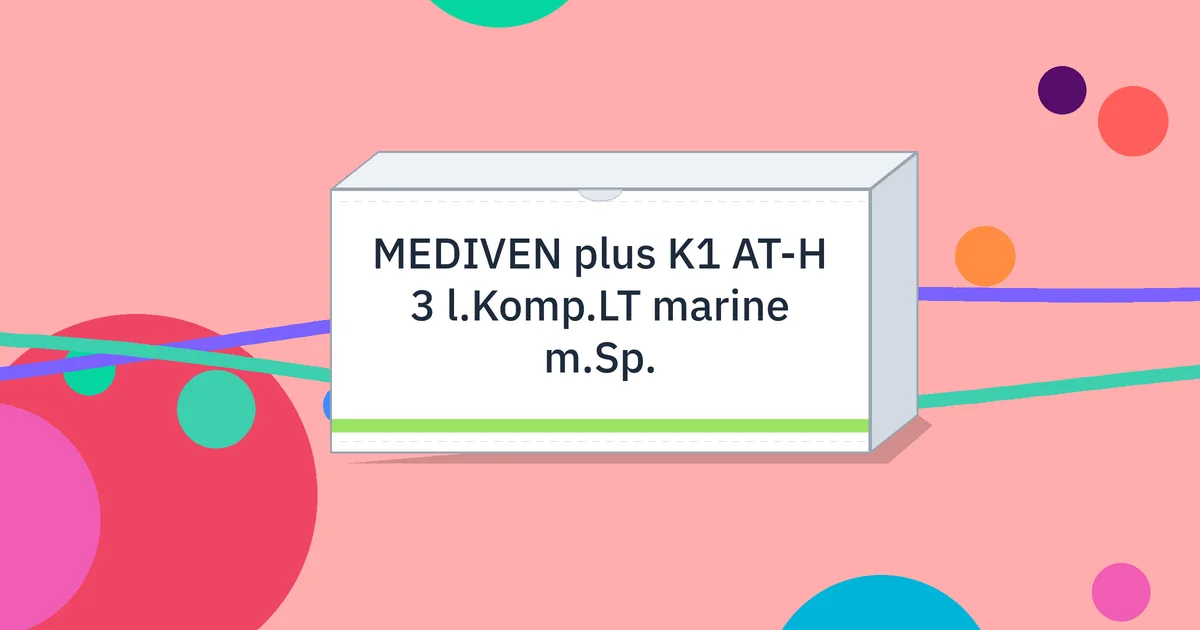 Symbolbild: Packung mit der Aufschrift MEDIVEN plus K1 AT-H 3 l.Komp.LT marine m.Sp. (PZN 15037434) – Verfügbarkeit und Bezug in Apotheken in Frankfurt am Main