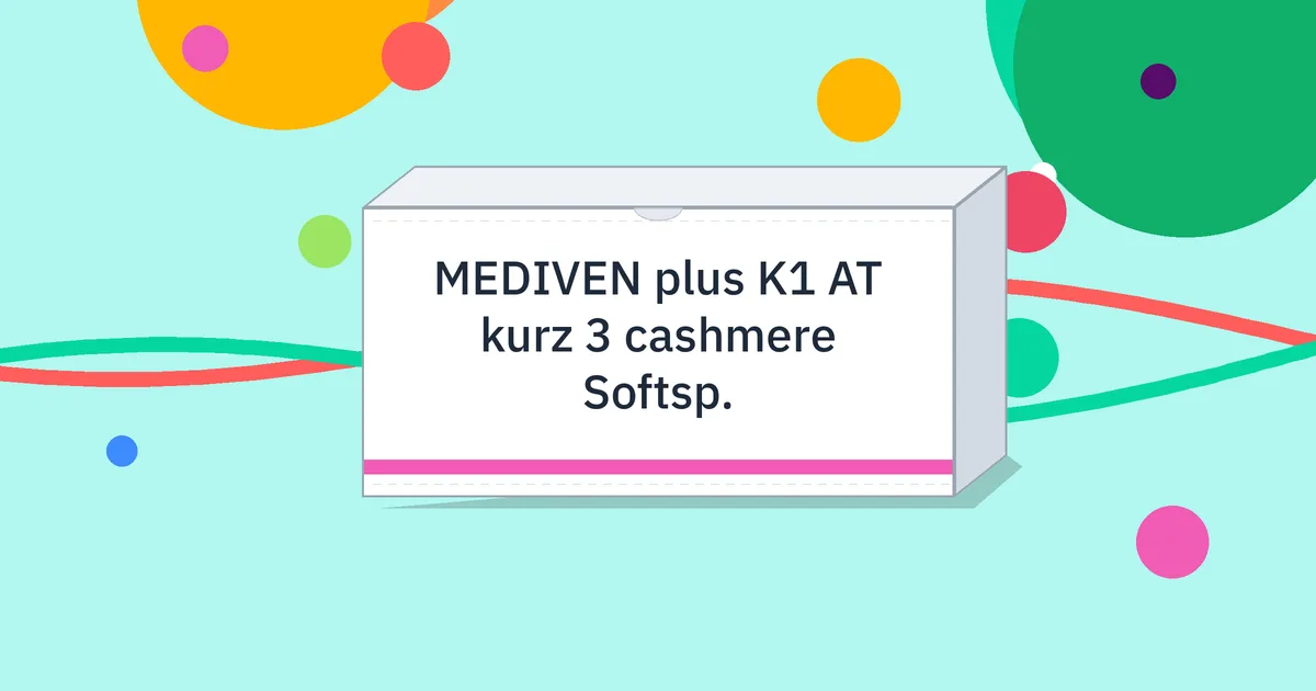 Symbolbild: Packung mit der Aufschrift MEDIVEN plus K1 AT kurz 3 cashmere Softsp. (PZN 15026488) – Verfügbarkeit und Bezug in Apotheken in Frankfurt am Main