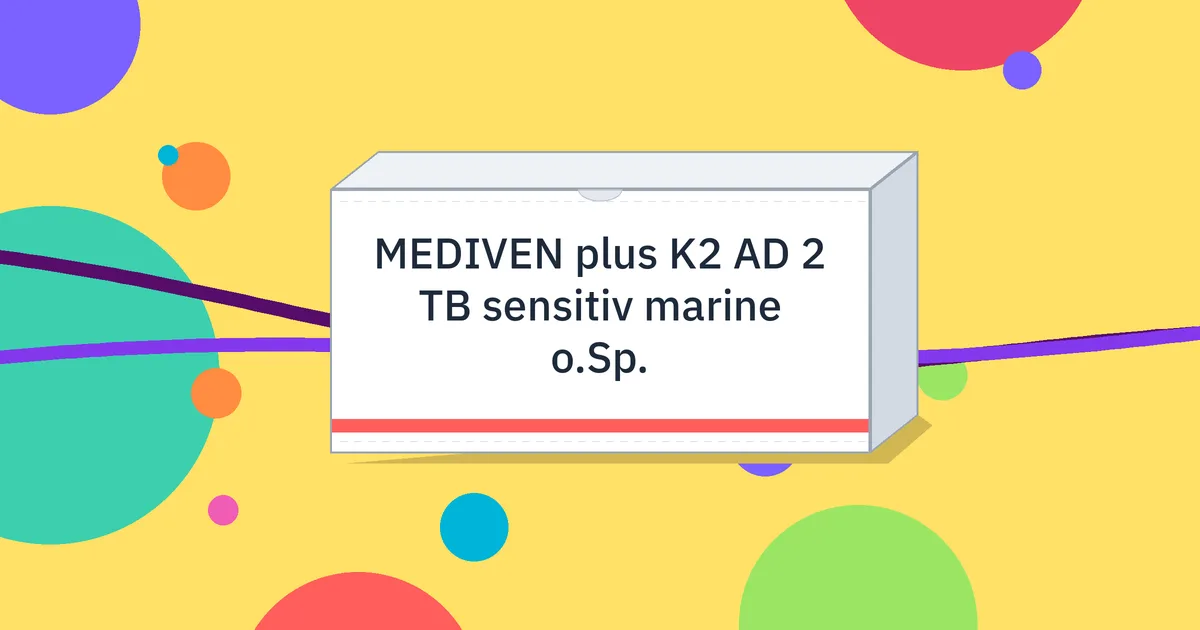 Symbolbild: Packung mit der Aufschrift MEDIVEN plus K2 AD 2 TB sensitiv marine o.Sp. (PZN 15104277) – Verfügbarkeit und Bezug in Apotheken in Frankfurt am Main