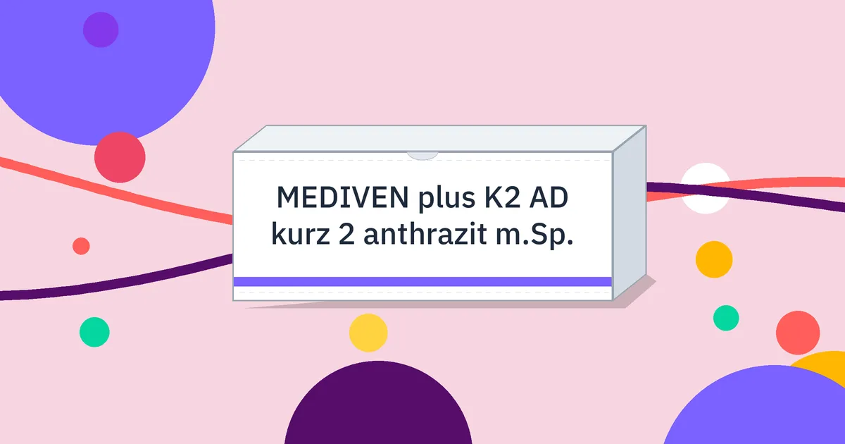 Symbolbild: Packung mit der Aufschrift MEDIVEN plus K2 AD kurz 2 anthrazit m.Sp. (PZN 15096595) – Verfügbarkeit und Bezug in Apotheken in Frankfurt am Main