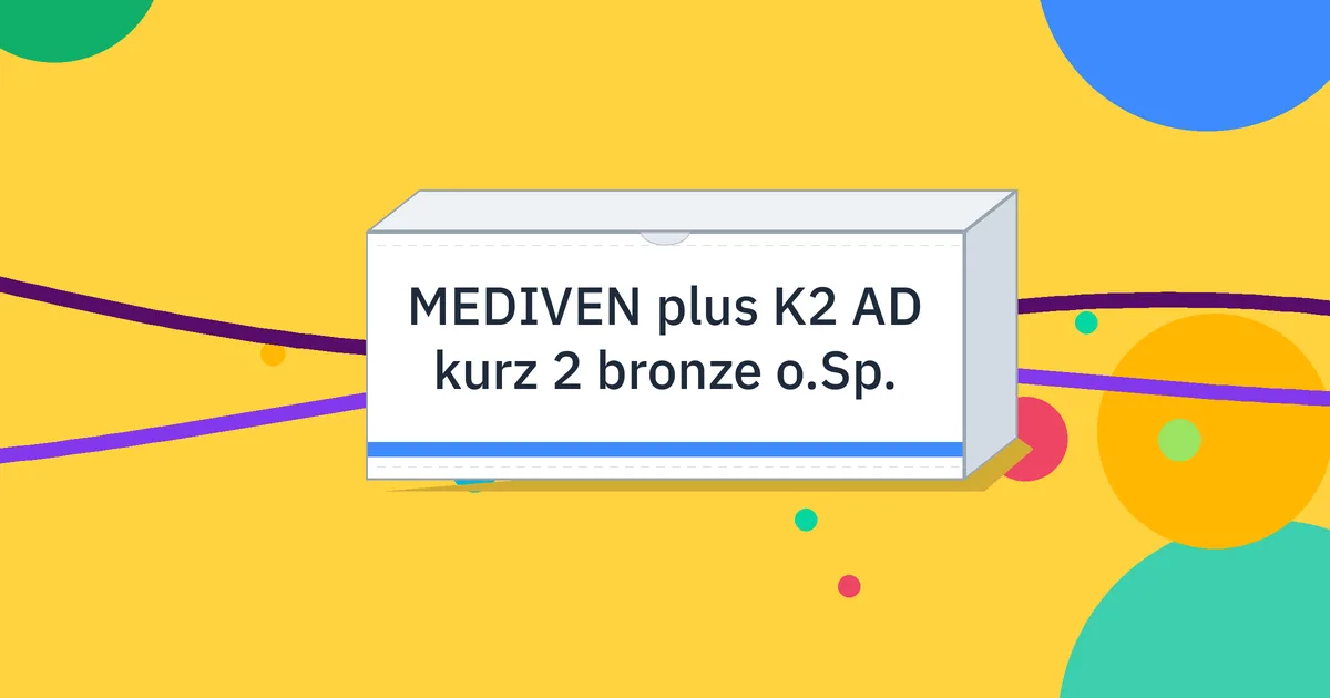 Symbolbild: Packung mit der Aufschrift MEDIVEN plus K2 AD kurz 2 bronze o.Sp. (PZN 15097436) – Verfügbarkeit und Bezug in Apotheken in Frankfurt am Main