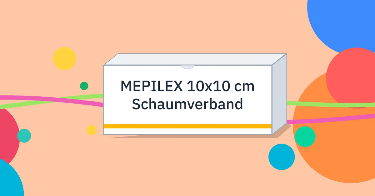 Symbolbild: Packung mit der Aufschrift MEPILEX 10x10 cm Schaumverband (PZN 13587432) – Verfügbarkeit und Bezug in Apotheken in Frankfurt am Main
