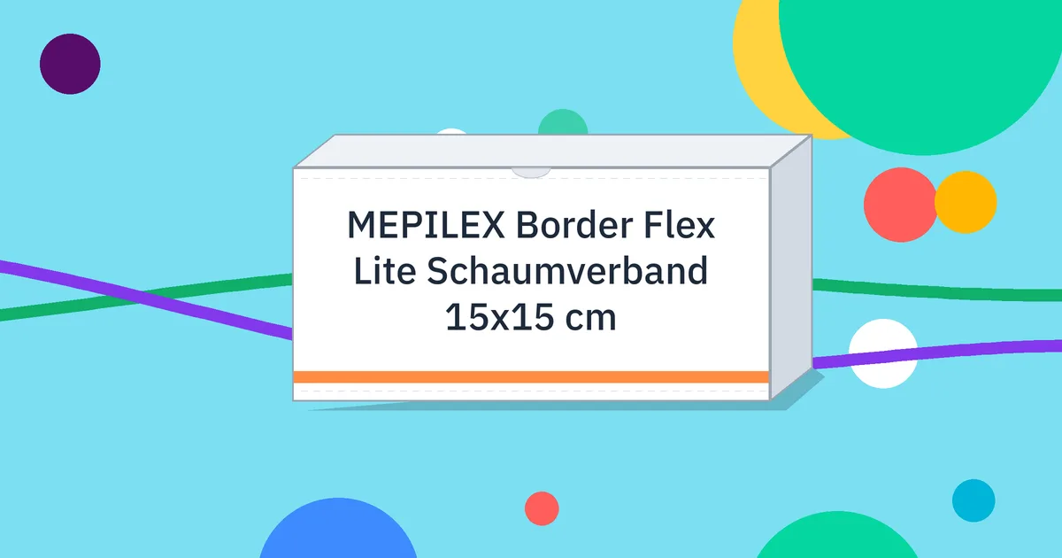 Symbolbild: Packung mit der Aufschrift MEPILEX Border Flex Lite Schaumverband 15x15 cm (PZN 17871414) – Verfügbarkeit und Bezug in Apotheken in Frankfurt am Main