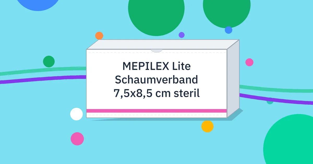 Symbolbild: Packung mit der Aufschrift MEPILEX Lite Schaumverband 7,5x8,5 cm steril (PZN 18395795) – Verfügbarkeit und Bezug in Apotheken in Frankfurt am Main