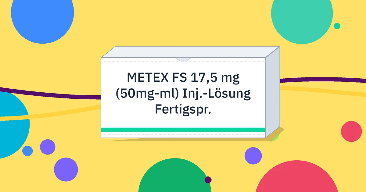 Symbolbild: Packung mit der Aufschrift METEX FS 17,5 mg (50mg-ml) Inj.-Lösung Fertigspr. (PZN 07567626) – Verfügbarkeit und Bezug in Apotheken in Frankfurt am Main