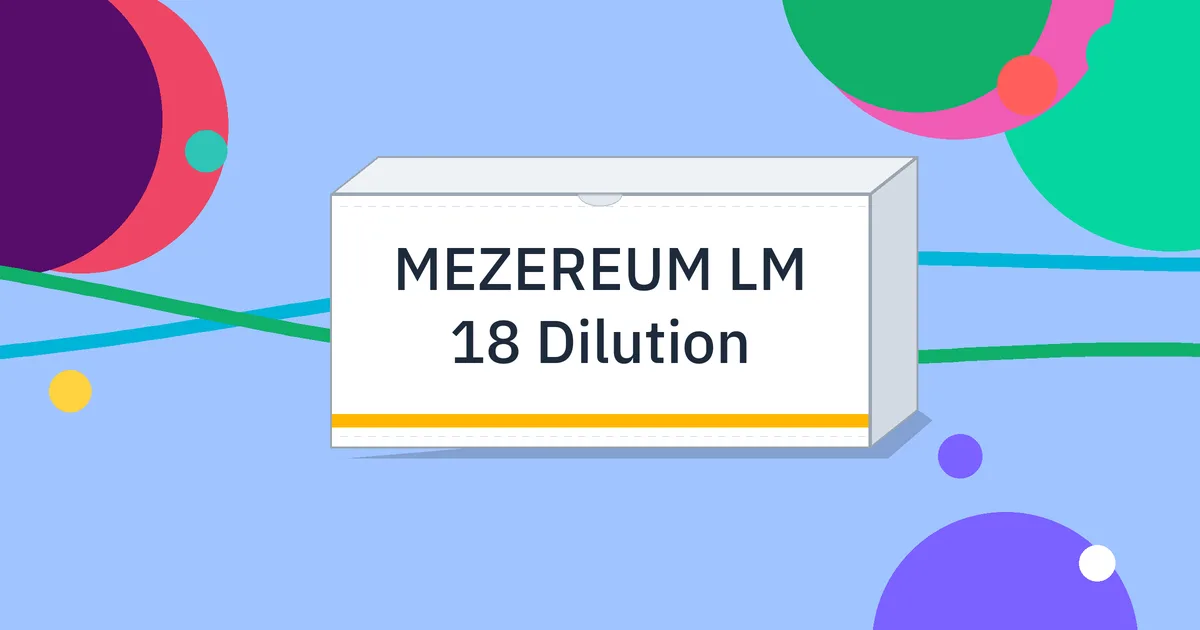 Symbolbild: Packung mit der Aufschrift MEZEREUM LM 18 Dilution (PZN 02602967) – Verfügbarkeit und Bezug in Apotheken in Frankfurt am Main