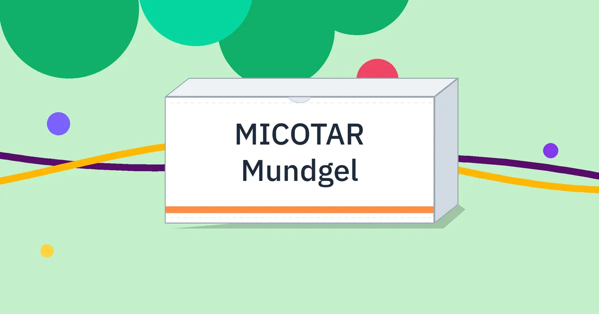 Symbolbild: Packung mit der Aufschrift MICOTAR Mundgel (PZN 06191308) – Verfügbarkeit und Bezug in Apotheken in Frankfurt am Main