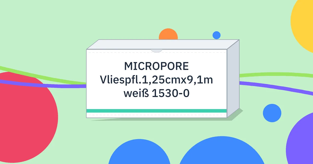 Symbolbild: Packung mit der Aufschrift MICROPORE Vliespfl.1,25cmx9,1m weiß 1530-0 (PZN 01319732) – Verfügbarkeit und Bezug in Apotheken in Frankfurt am Main
