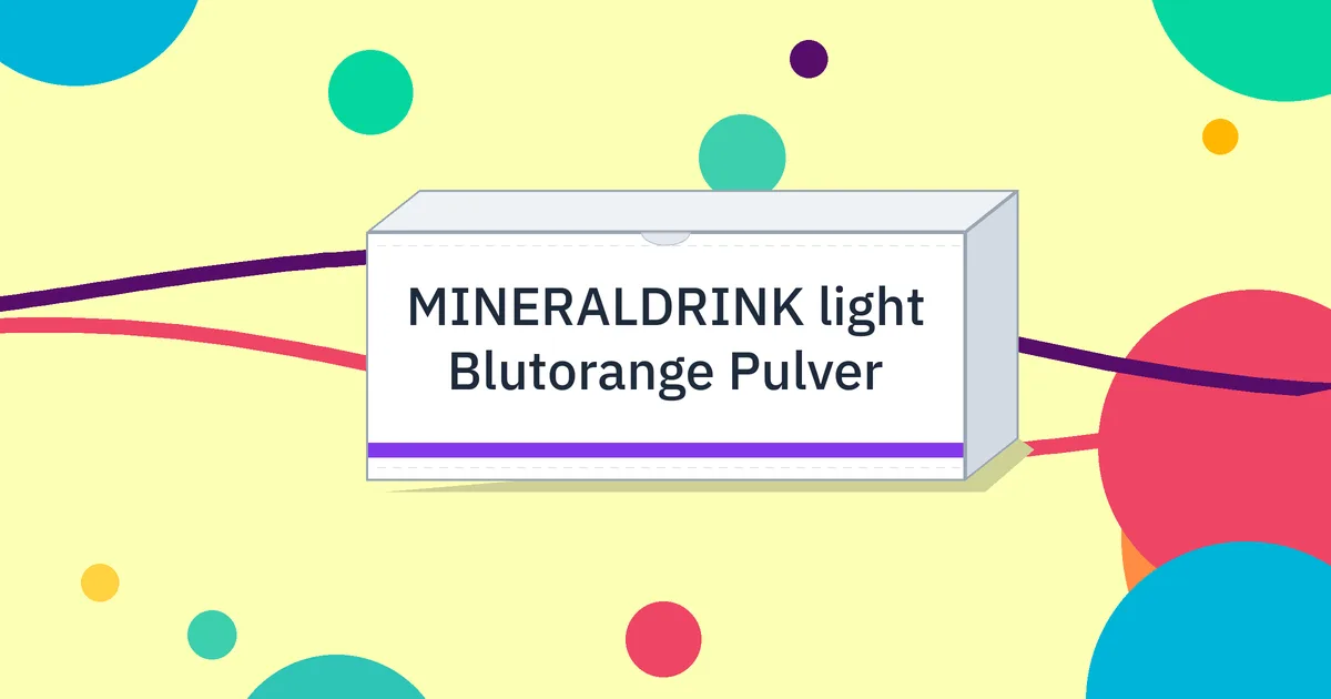 Symbolbild: Packung mit der Aufschrift MINERALDRINK light Blutorange Pulver (PZN 04339008) – Verfügbarkeit und Bezug in Apotheken in Frankfurt am Main