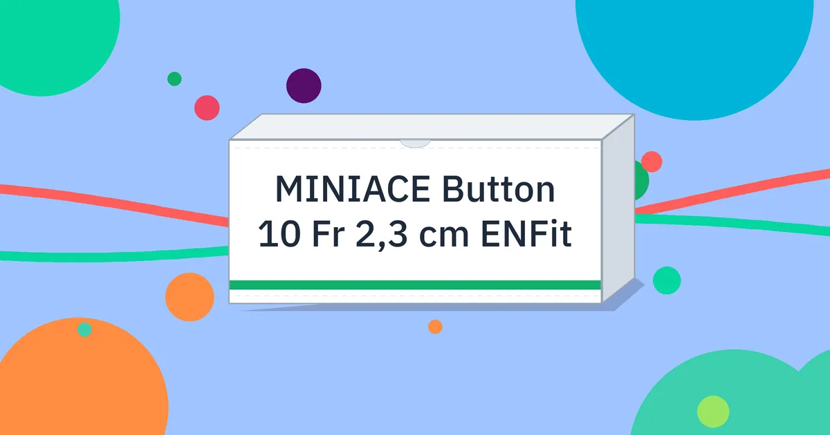 Symbolbild: Packung mit der Aufschrift MINIACE Button 10 Fr 2,3 cm ENFit (PZN 16953009) – Verfügbarkeit und Bezug in Apotheken in Frankfurt am Main