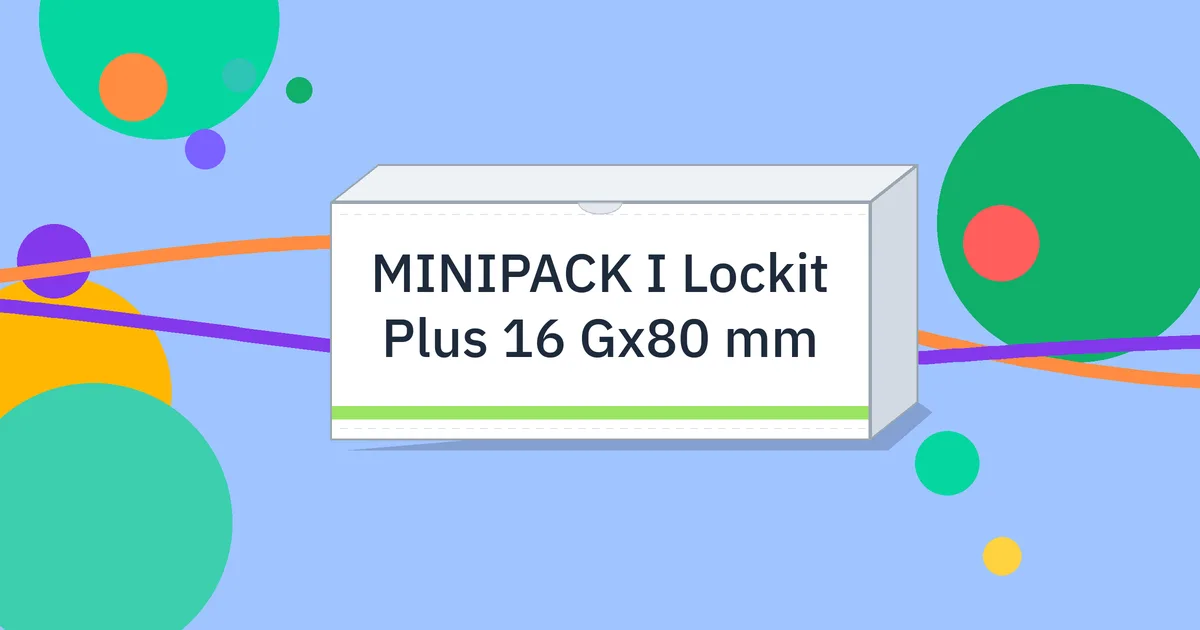 Symbolbild: Packung mit der Aufschrift MINIPACK I Lockit Plus 16 Gx80 mm (PZN 09216753) – Verfügbarkeit und Bezug in Apotheken in Frankfurt am Main