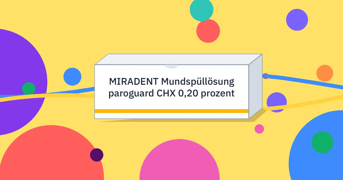 Symbolbild: Packung mit der Aufschrift MIRADENT Mundspüllösung paroguard CHX 0,20 prozent (PZN 04443102) – Verfügbarkeit und Bezug in Apotheken in Frankfurt am Main