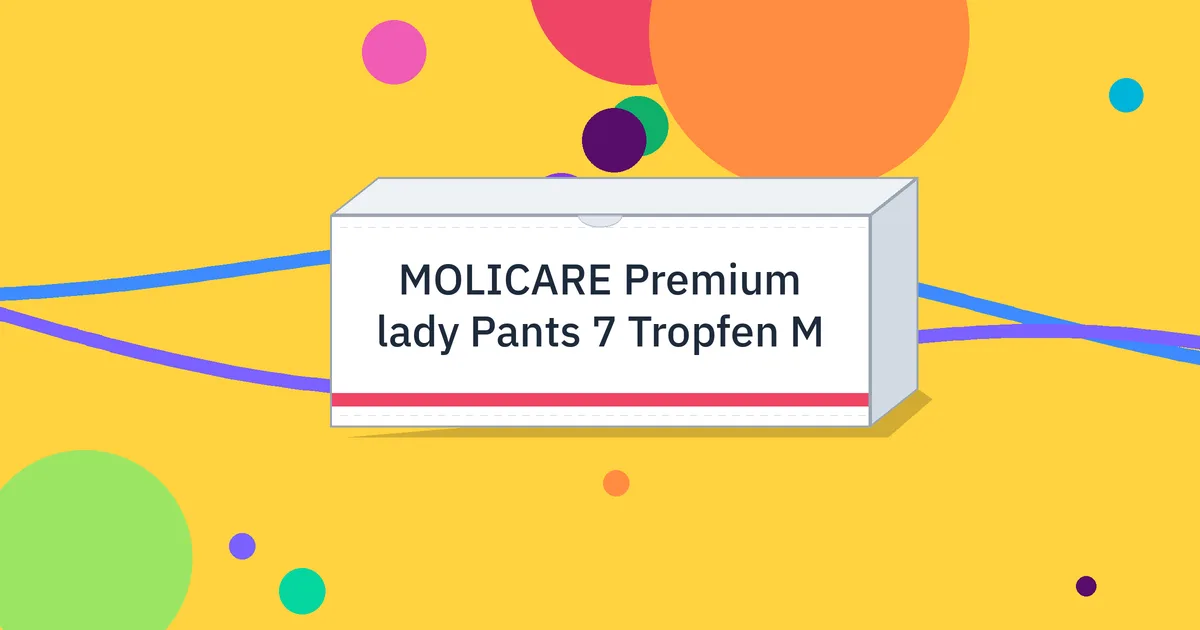 Symbolbild: Packung mit der Aufschrift MOLICARE Premium lady Pants 7 Tropfen M (PZN 15567310) – Verfügbarkeit und Bezug in Apotheken in Frankfurt am Main