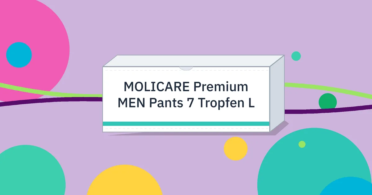 Symbolbild: Packung mit der Aufschrift MOLICARE Premium MEN Pants 7 Tropfen L (PZN 14022502) – Verfügbarkeit und Bezug in Apotheken in Frankfurt am Main