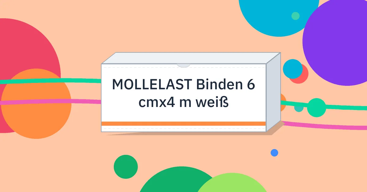 Symbolbild: Packung mit der Aufschrift MOLLELAST Binden 6 cmx4 m weiß (PZN 16164933) – Verfügbarkeit und Bezug in Apotheken in Frankfurt am Main