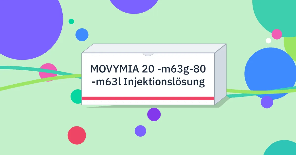 Symbolbild: Packung mit der Aufschrift MOVYMIA 20 -m63g-80 -m63l Injektionslösung (PZN 16319531) – Verfügbarkeit und Bezug in Apotheken in Frankfurt am Main