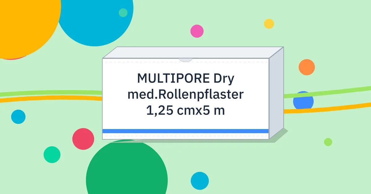 Symbolbild: Packung mit der Aufschrift MULTIPORE Dry med.Rollenpflaster 1,25 cmx5 m (PZN 14233831) – Verfügbarkeit und Bezug in Apotheken in Frankfurt am Main