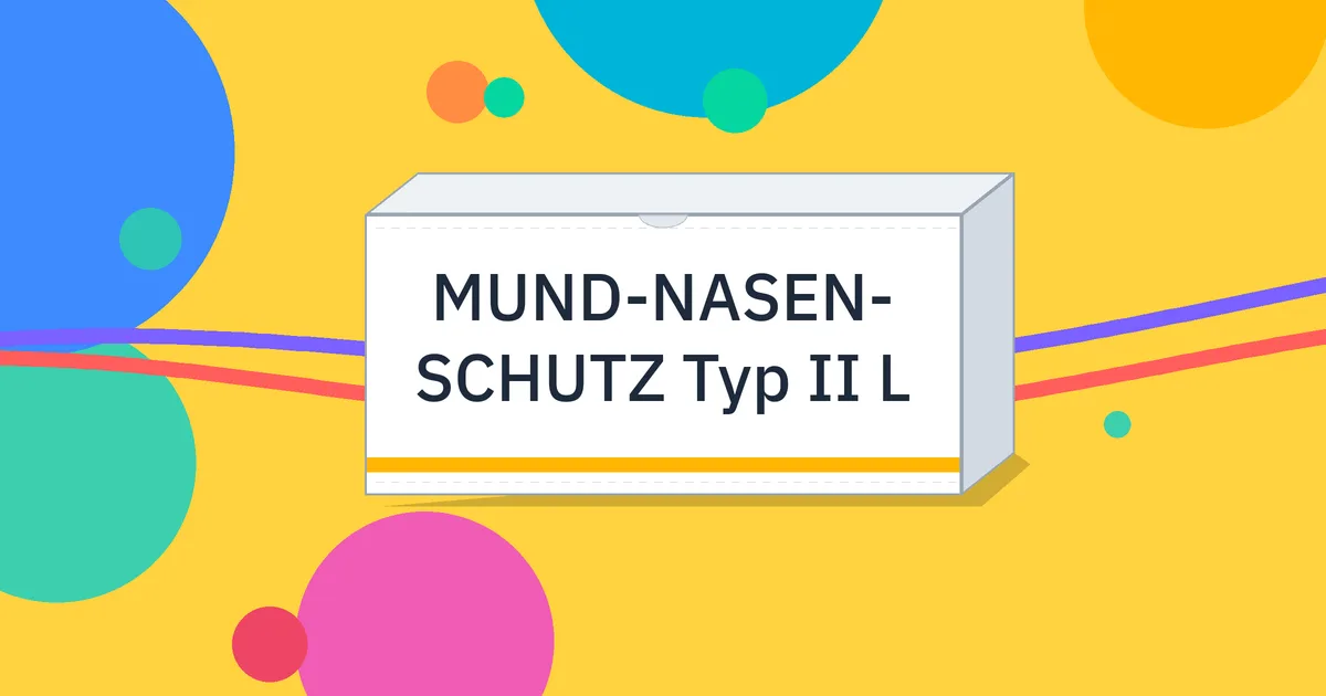 Symbolbild: Packung mit der Aufschrift MUND-NASEN-SCHUTZ Typ II L (PZN 16935916) – Verfügbarkeit und Bezug in Apotheken in Frankfurt am Main