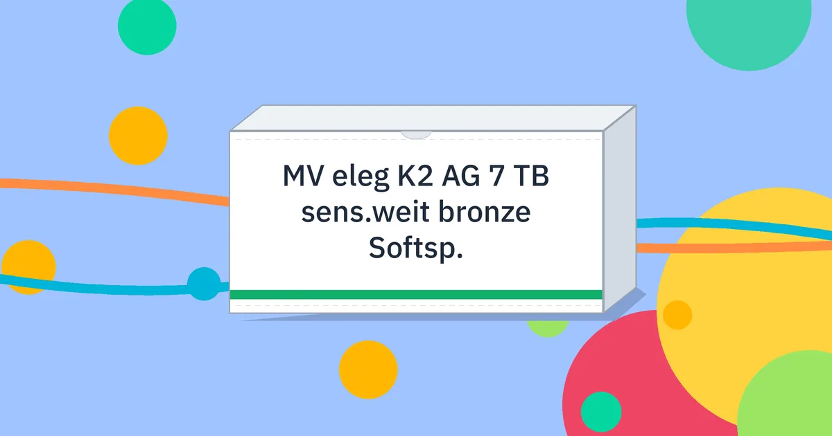 Symbolbild: Packung mit der Aufschrift MV eleg K2 AG 7 TB sens.weit bronze Softsp. (PZN 14719255) – Verfügbarkeit und Bezug in Apotheken in Frankfurt am Main