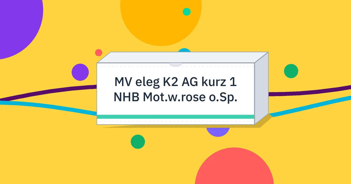 Symbolbild: Packung mit der Aufschrift MV eleg K2 AG kurz 1 NHB Mot.w.rose o.Sp. (PZN 15712367) – Verfügbarkeit und Bezug in Apotheken in Frankfurt am Main
