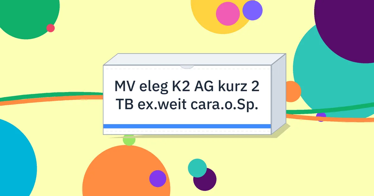 Symbolbild: Packung mit der Aufschrift MV eleg K2 AG kurz 2 TB ex.weit cara.o.Sp. (PZN 09879985) – Verfügbarkeit und Bezug in Apotheken in Frankfurt am Main