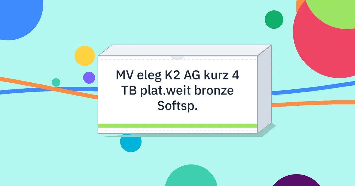 Symbolbild: Packung mit der Aufschrift MV eleg K2 AG kurz 4 TB plat.weit bronze Softsp. (PZN 14716156) – Verfügbarkeit und Bezug in Apotheken in Frankfurt am Main