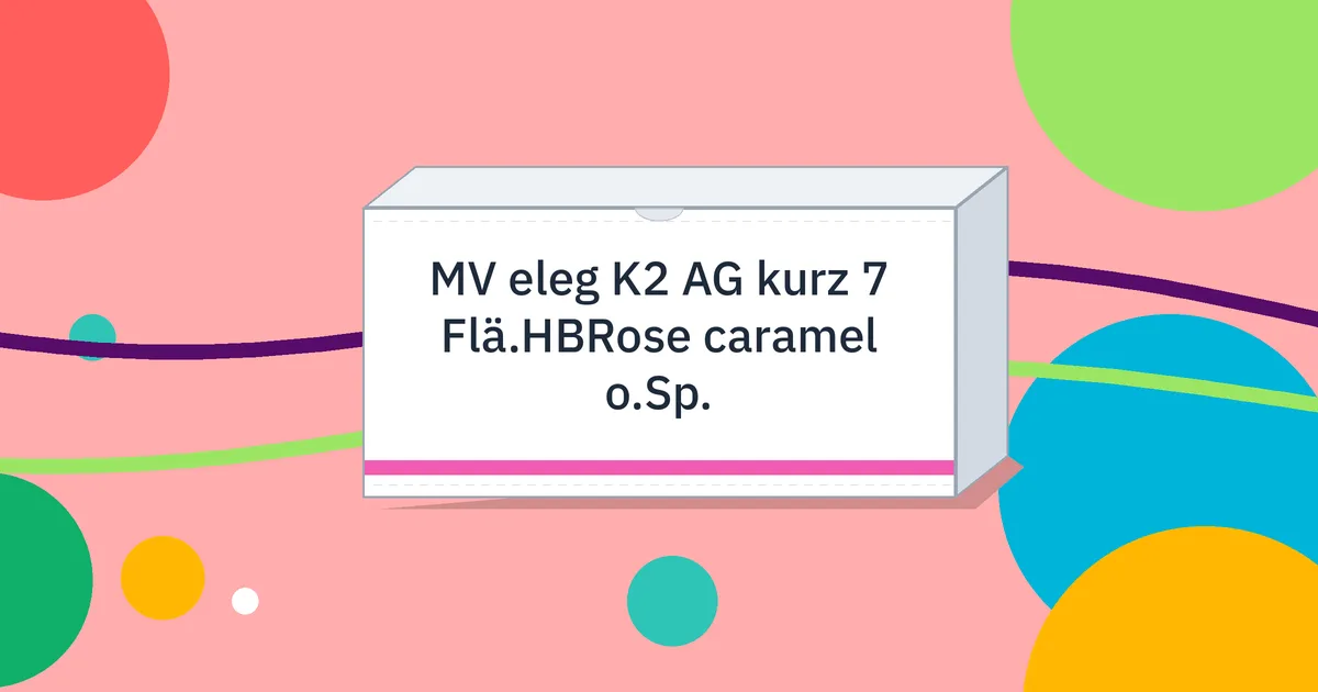 Symbolbild: Packung mit der Aufschrift MV eleg K2 AG kurz 7 Flä.HBRose caramel o.Sp. (PZN 15704735) – Verfügbarkeit und Bezug in Apotheken in Frankfurt am Main