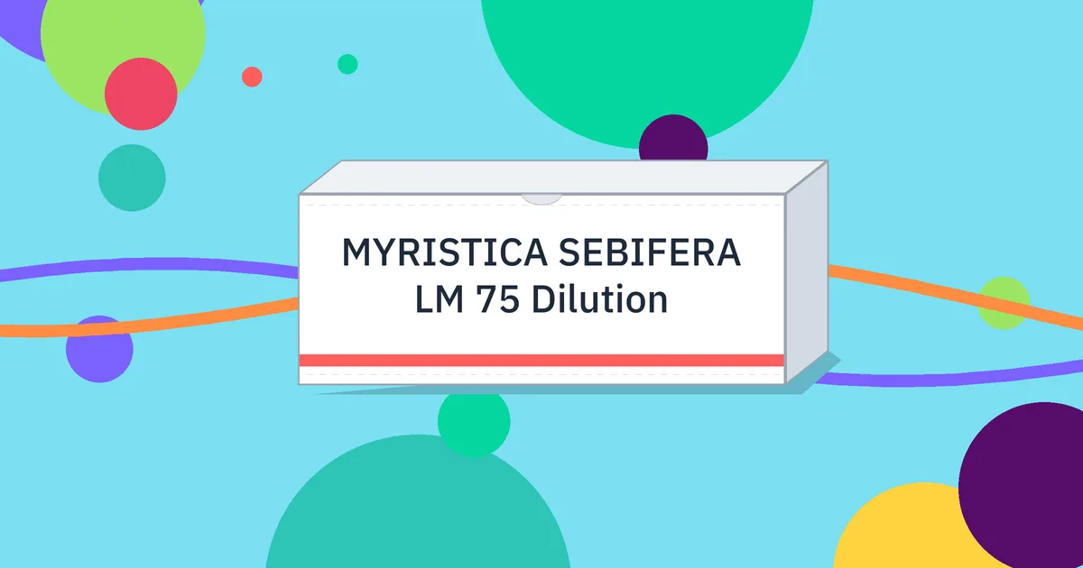 Symbolbild: Packung mit der Aufschrift MYRISTICA SEBIFERA LM 75 Dilution (PZN 13612845) – Verfügbarkeit und Bezug in Apotheken in Frankfurt am Main