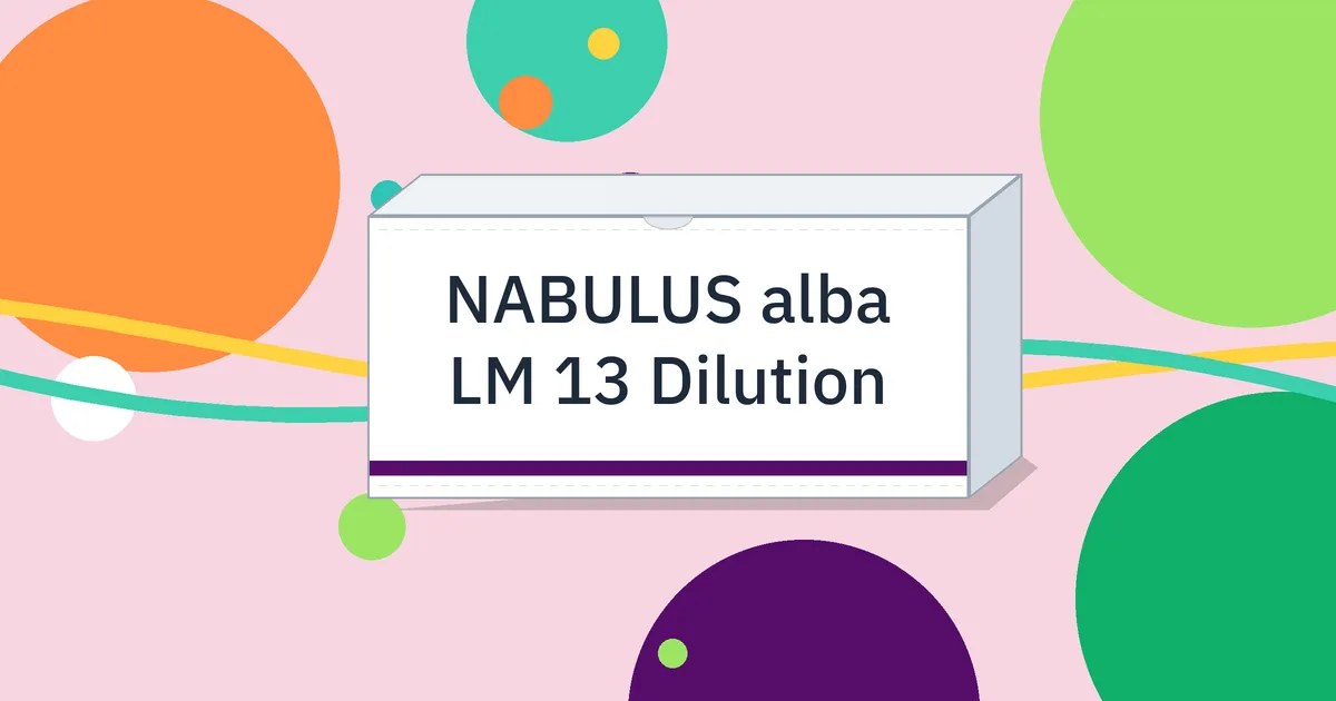 Symbolbild: Packung mit der Aufschrift NABULUS alba LM 13 Dilution (PZN 13615387) – Verfügbarkeit und Bezug in Apotheken in Frankfurt am Main
