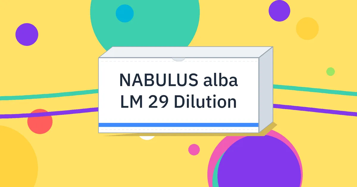 Symbolbild: Packung mit der Aufschrift NABULUS alba LM 29 Dilution (PZN 13615594) – Verfügbarkeit und Bezug in Apotheken in Frankfurt am Main