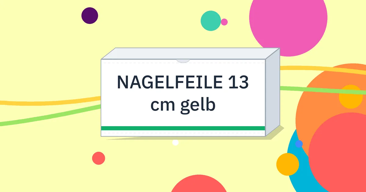 Symbolbild: Packung mit der Aufschrift NAGELFEILE 13 cm gelb (PZN 01511754) – Verfügbarkeit und Bezug in Apotheken in Frankfurt am Main