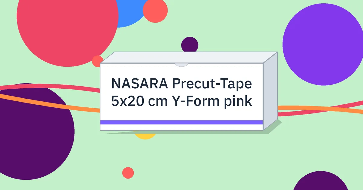 Symbolbild: Packung mit der Aufschrift NASARA Precut-Tape 5x20 cm Y-Form pink (PZN 10315495) – Verfügbarkeit und Bezug in Apotheken in Frankfurt am Main