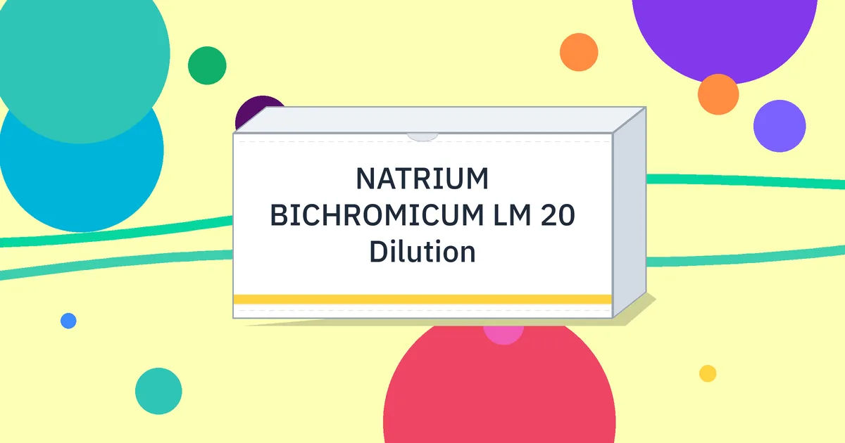 Symbolbild: Packung mit der Aufschrift NATRIUM BICHROMICUM LM 20 Dilution (PZN 12960863) – Verfügbarkeit und Bezug in Apotheken in Frankfurt am Main