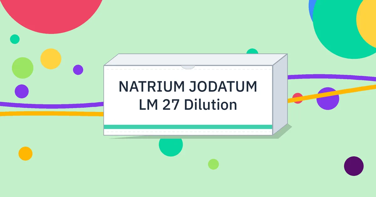 Symbolbild: Packung mit der Aufschrift NATRIUM JODATUM LM 27 Dilution (PZN 12964542) – Verfügbarkeit und Bezug in Apotheken in Frankfurt am Main