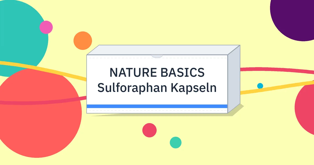 Symbolbild: Packung mit der Aufschrift NATURE BASICS Sulforaphan Kapseln (PZN 17613907) – Verfügbarkeit und Bezug in Apotheken in Frankfurt am Main