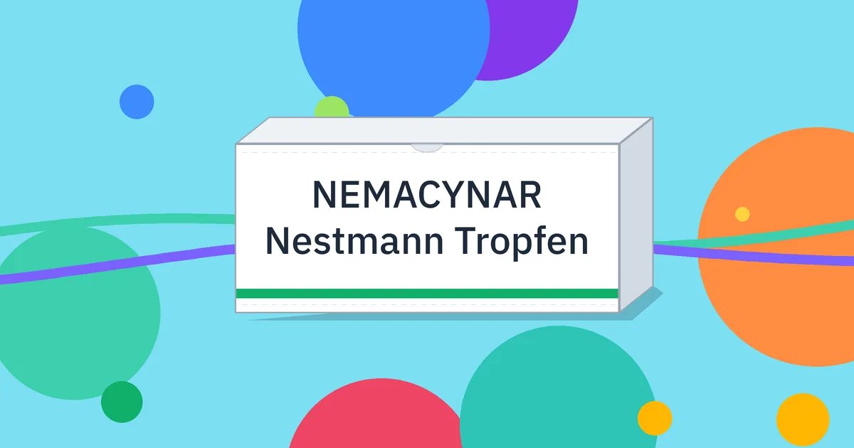 Symbolbild: Packung mit der Aufschrift NEMACYNAR Nestmann Tropfen (PZN 06952523) – Verfügbarkeit und Bezug in Apotheken in Frankfurt am Main