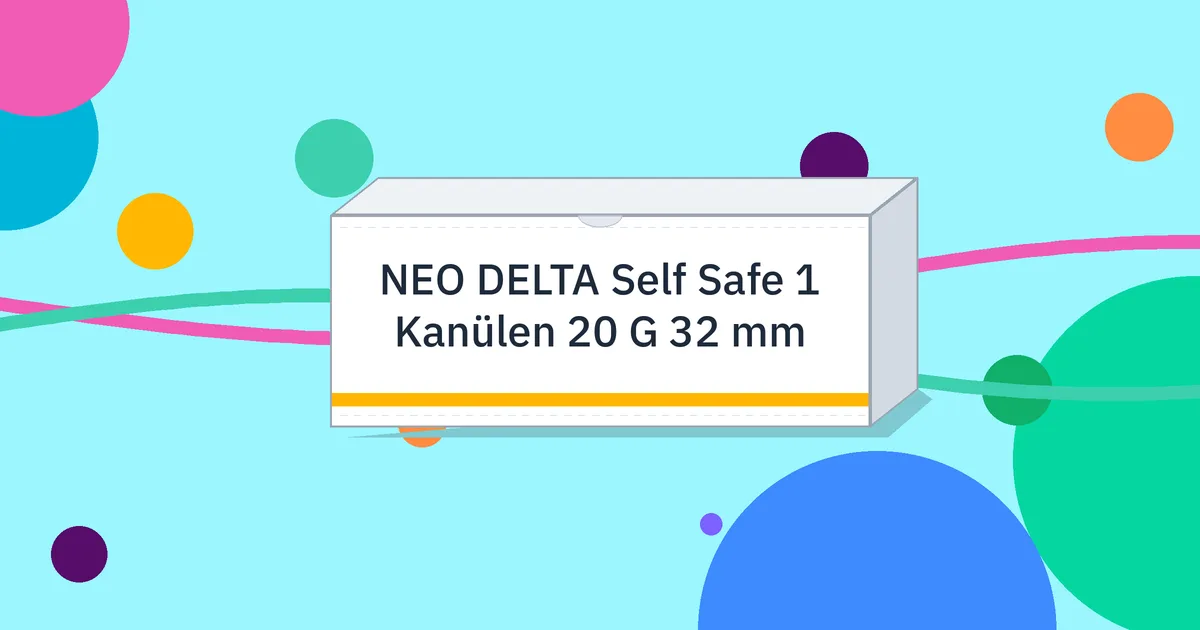 Symbolbild: Packung mit der Aufschrift NEO DELTA Self Safe 1 Kanülen 20 G 32 mm (PZN 07767041) – Verfügbarkeit und Bezug in Apotheken in Frankfurt am Main