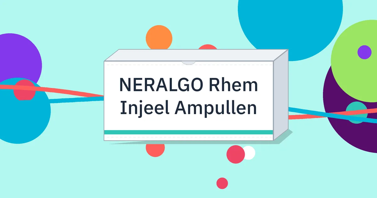 Symbolbild: Packung mit der Aufschrift NERALGO Rhem Injeel Ampullen (PZN 03679096) – Verfügbarkeit und Bezug in Apotheken in Frankfurt am Main