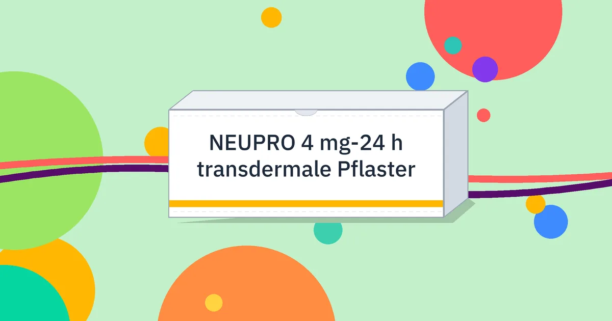 Symbolbild: Packung mit der Aufschrift NEUPRO 4 mg-24 h transdermale Pflaster (PZN 10552367) – Verfügbarkeit und Bezug in Apotheken in Frankfurt am Main