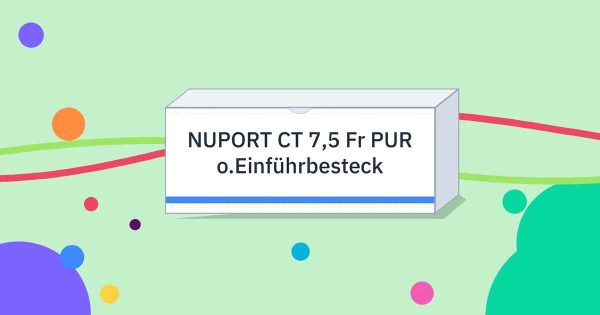 Symbolbild: Packung mit der Aufschrift NUPORT CT 7,5 Fr PUR o.Einführbesteck (PZN 07653722) – Verfügbarkeit und Bezug in Apotheken in Frankfurt am Main