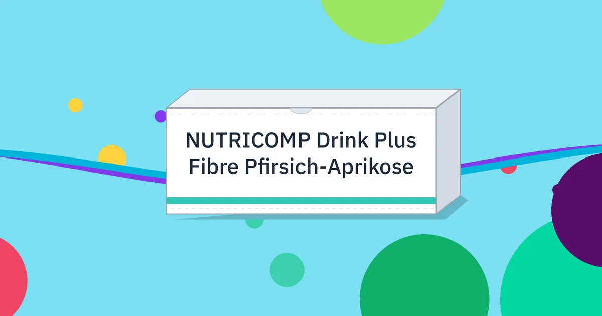Symbolbild: Packung mit der Aufschrift NUTRICOMP Drink Plus Fibre Pfirsich-Aprikose (PZN 11139540) – Verfügbarkeit und Bezug in Apotheken in Frankfurt am Main