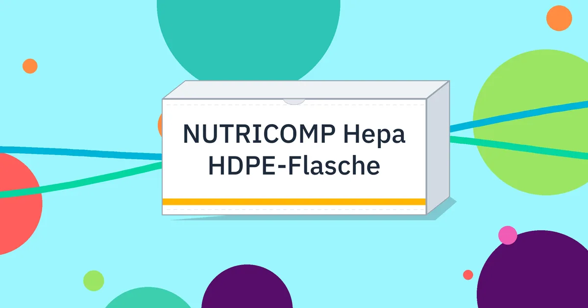 Symbolbild: Packung mit der Aufschrift NUTRICOMP Hepa HDPE-Flasche (PZN 11133980) – Verfügbarkeit und Bezug in Apotheken in Frankfurt am Main