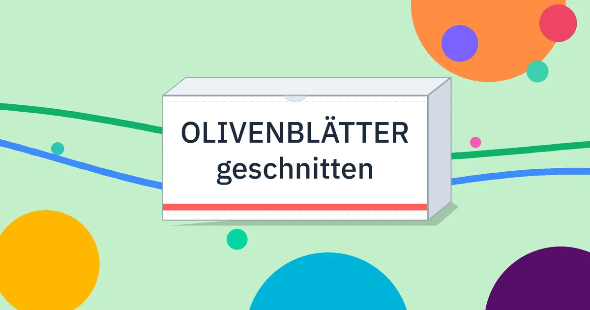 Symbolbild: Packung mit der Aufschrift OLIVENBLÄTTER geschnitten (PZN 14031702) – Verfügbarkeit und Bezug in Apotheken in Frankfurt am Main