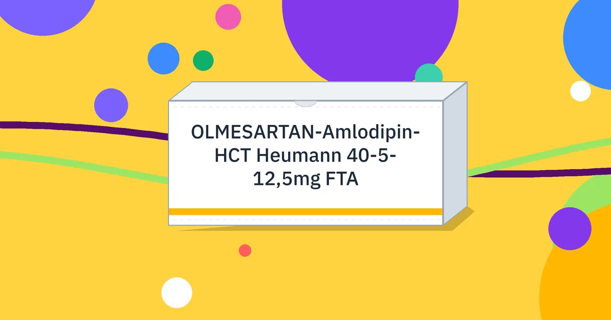 Symbolbild: Packung mit der Aufschrift OLMESARTAN-Amlodipin-HCT Heumann 40-5-12,5mg FTA (PZN 15580374) – Verfügbarkeit und Bezug in Apotheken in Frankfurt am Main